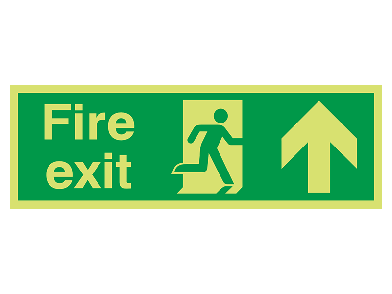 "Fire Exit Up" Glow in the Dark Safety Sign | Free Delivery