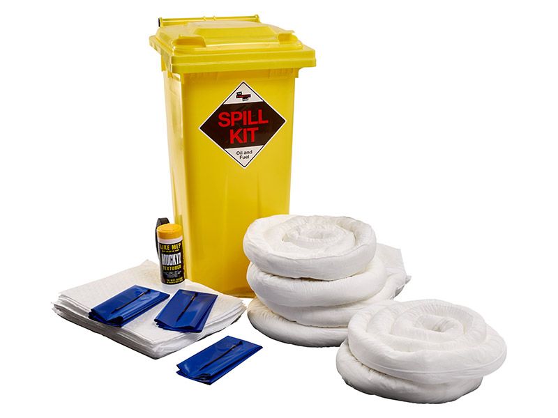 120L Oil & Fuel Spill Kit in Wheelie-bin | Free Delivery