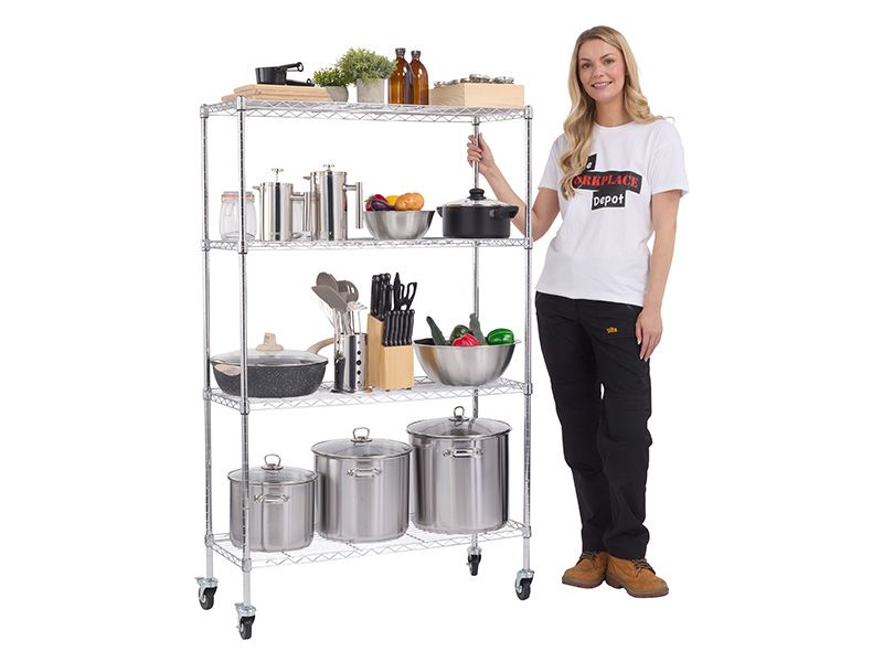 Chrome Shelving with Wheels | Free Next Day Delivery