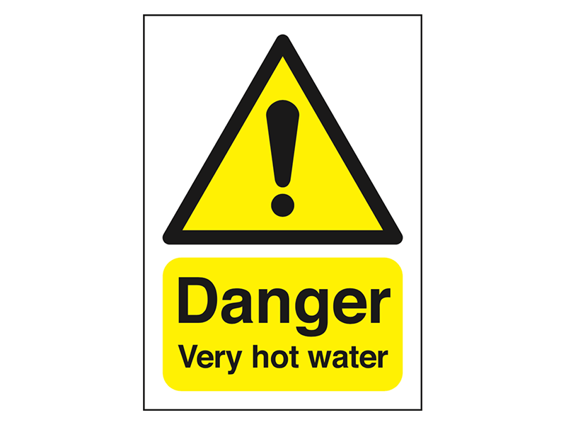 "Danger Very Hot Water" Warning Safety Sign | Free Delivery