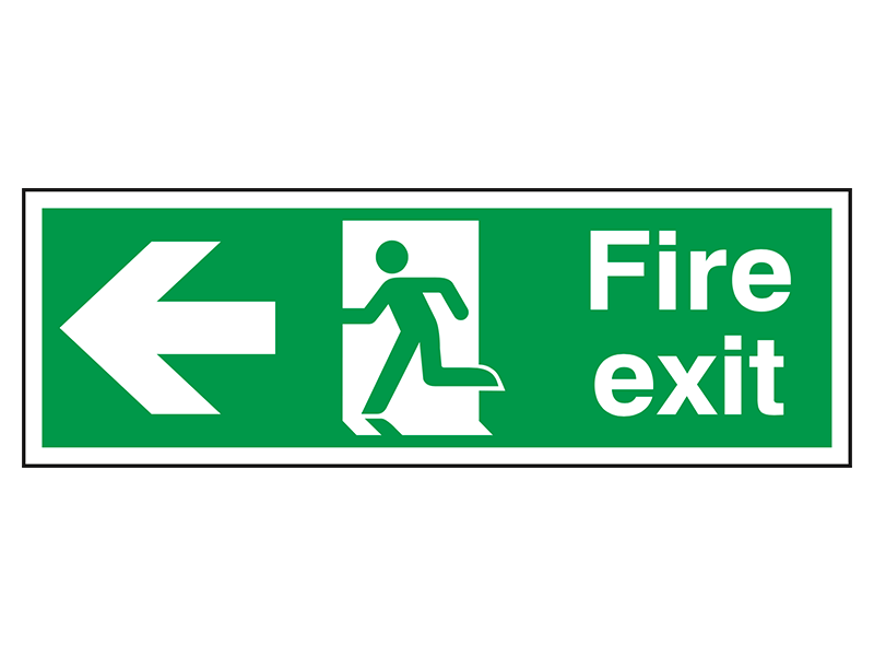 "Fire Exit Arrow Left" Fire Exit Direction Sign | Free Delivery