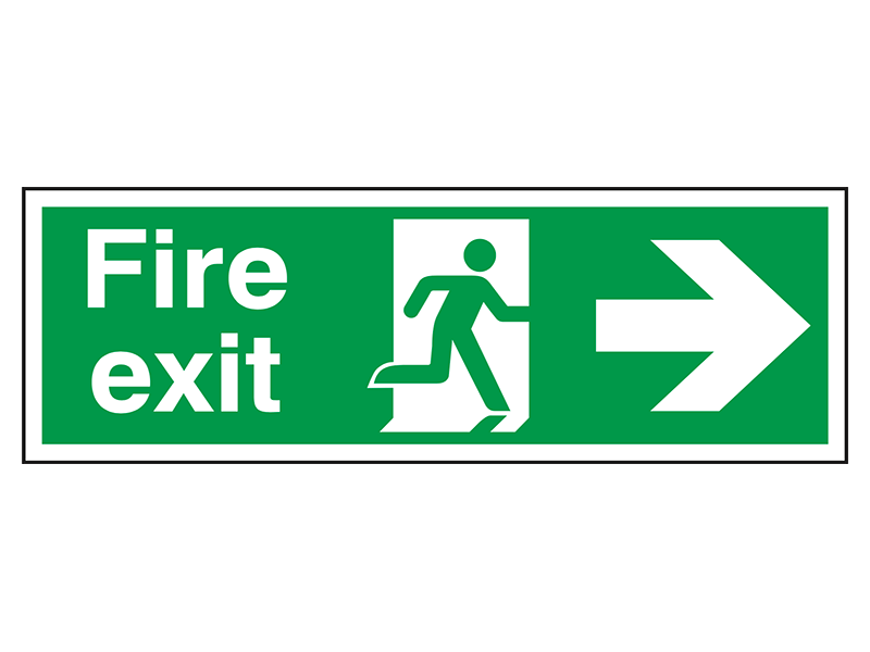 "Fire Exit Arrow Right" Fire Exit Direction Sign | Free Delivery