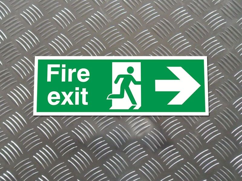 "Fire Exit Arrow Right" Fire Exit Direction Sign | Free Delivery