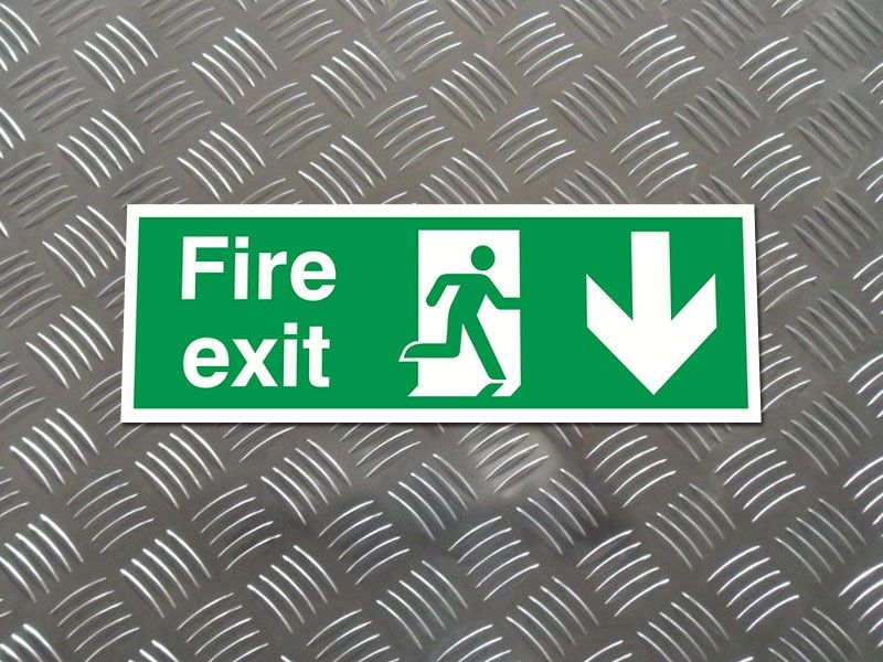 "Fire Exit Down" Fire Exit Direction Sign | Free Delivery