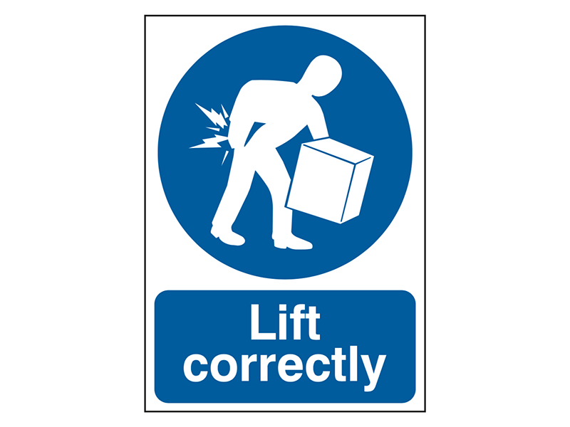 "Lift Correctly" Mandatory Site Safety Sign | Free Delivery