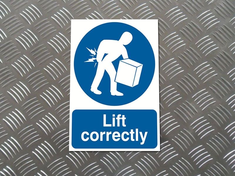 "Lift Correctly" Mandatory Site Safety Sign | Free Delivery