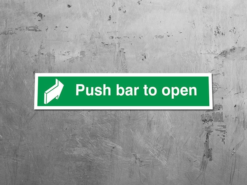 "Push Bar To Open" Fire Exit Sign | Free Delivery