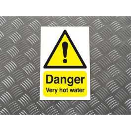 "Danger Very Hot Water" Warning Safety Sign | Free Delivery
