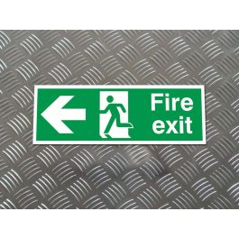 "Fire Exit Arrow Left" Fire Exit Direction Sign | Free Delivery