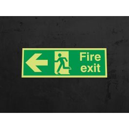 "Fire Exit Left" Glow in the Dark Safety Sign | Free Delivery