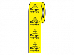 "Danger 400 Volts" Labels on a Roll | Free Delivery