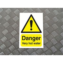 "Danger Very Hot Water" Warning Safety Sign | Free Delivery