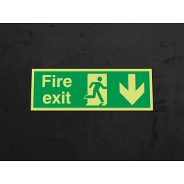 "Fire Exit Down" Glow in the Dark Safety Sign | Free Delivery